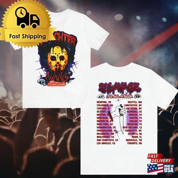 Tops | 21 Savage Slaughter Gang Tour Dates Cities Tshirt 2 Sided | Poshmark